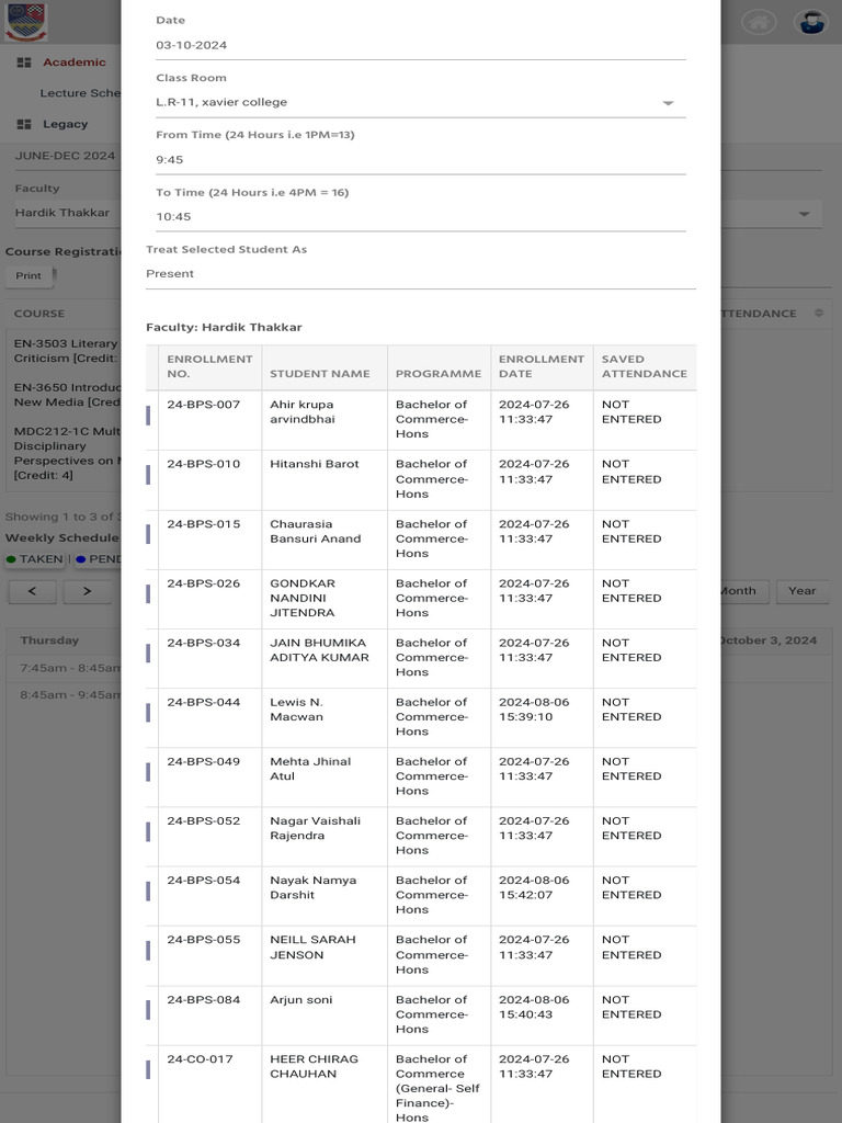 Lecture Schedule [FACULTY] | PDF
