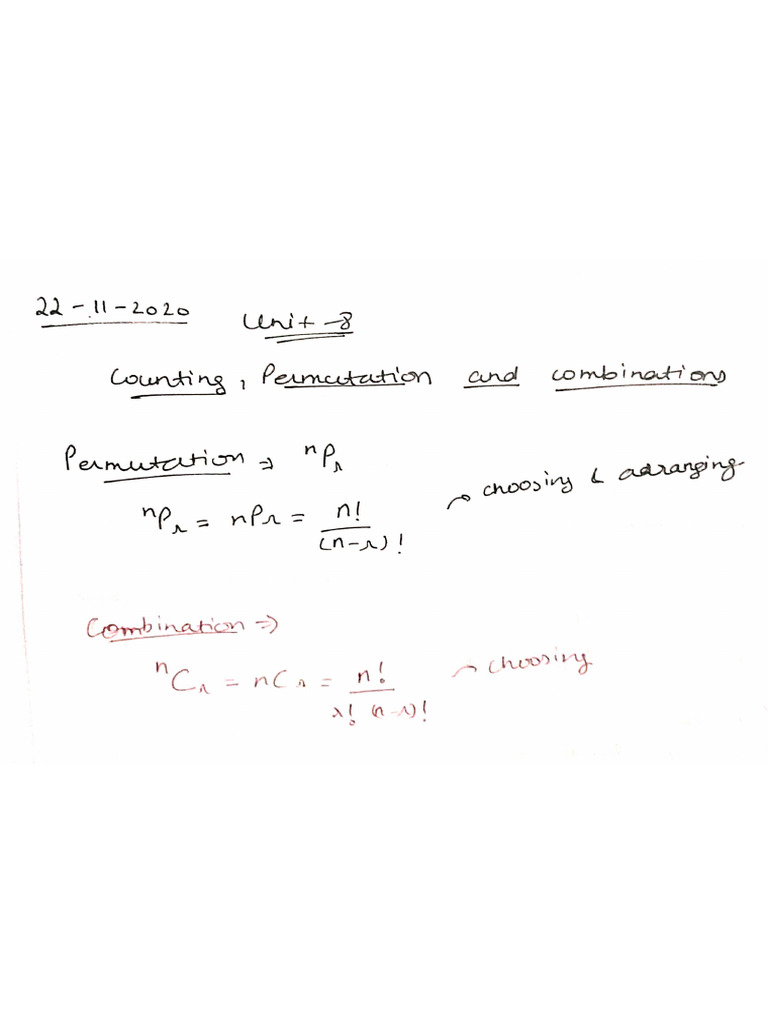 8. Counting, Permutations and combination | PDF