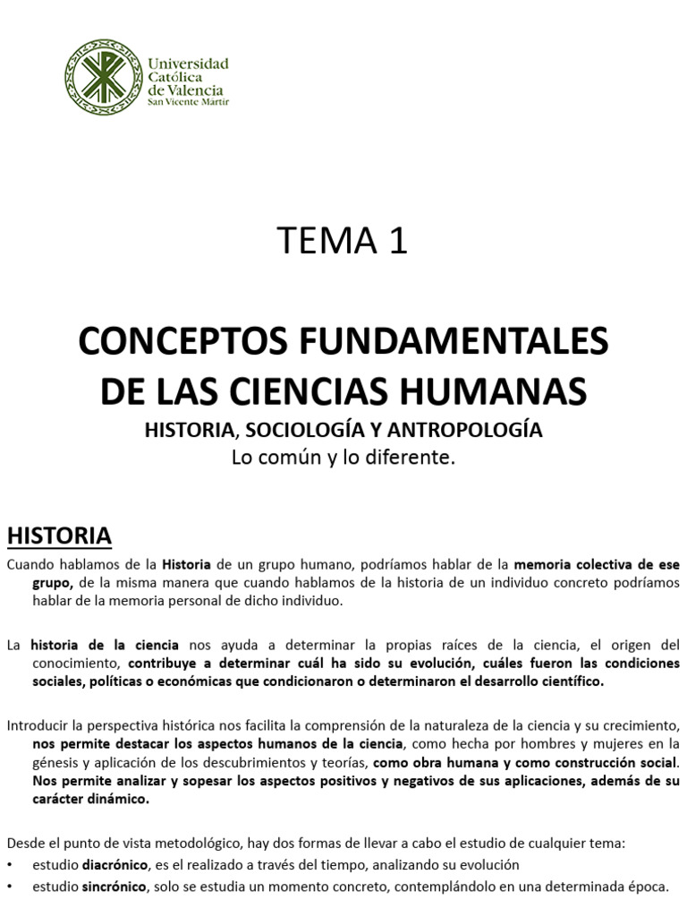 Tema 1. Conceptos Fundamentales de Las Ciencias Sociales | PDF | Antropología | Sociedad
