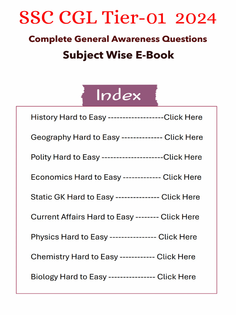 SSC CGL 2024 Complete General Awareness Subject Wise Compilation | PDF