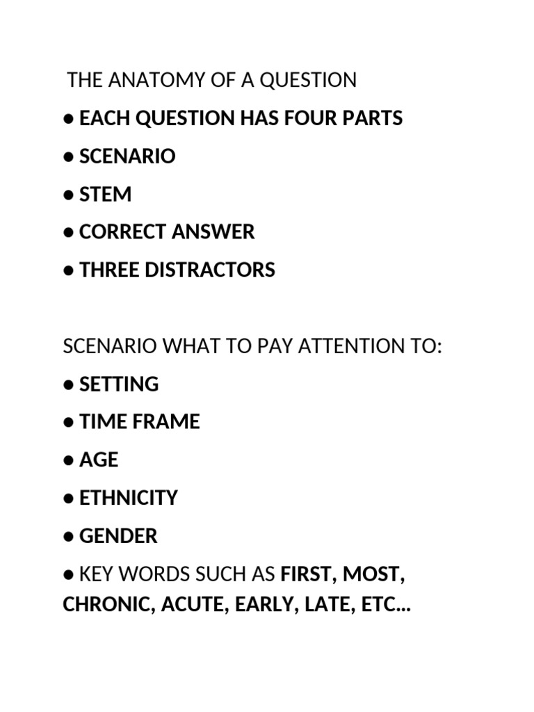 Test Taking Strategies Pdf Nursing Medical Specialties