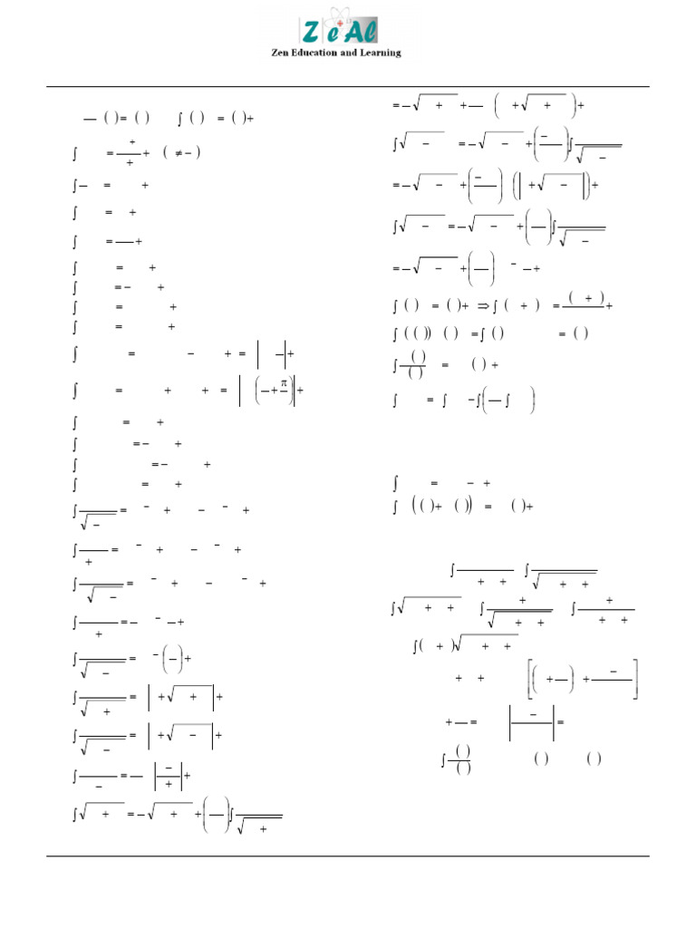 Indefinite Integral | PDF | Trigonometric Functions | Mathematical Concepts