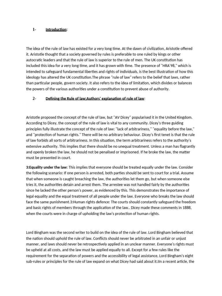 Introduction To Rule of Law | PDF | Rule Of Law | Constitution