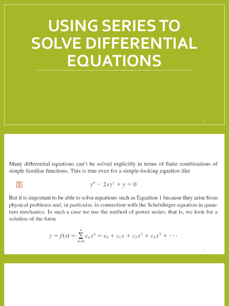 Solve Differential Equations with Series | PDF