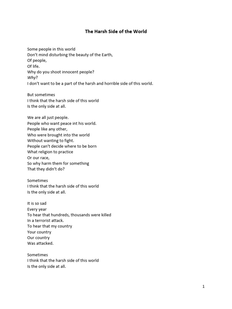 The Harsh Reality of Our World | PDF | Social Science | Poetry