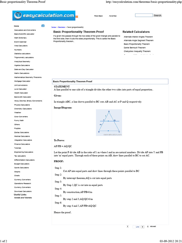 Basic Proportionality Theorem Proof | PDF | Mathematics | Mathematical ...