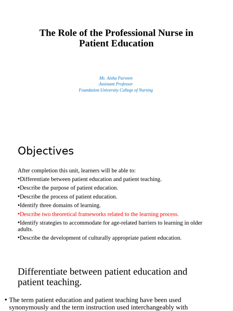 Nurse's Guide to Effective Patient Education | PDF | Learning | Psychology