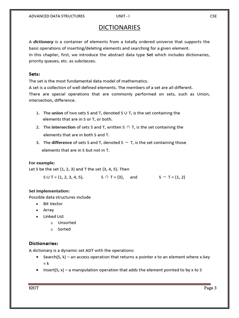 Dictionaries: Sets | PDF | Algorithms And Data Structures | Computer Programming