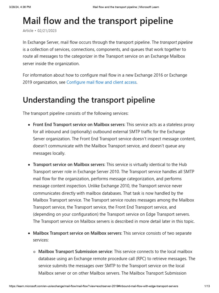 Exchange Server Mail Flow Overview | PDF | Microsoft Exchange Server ...