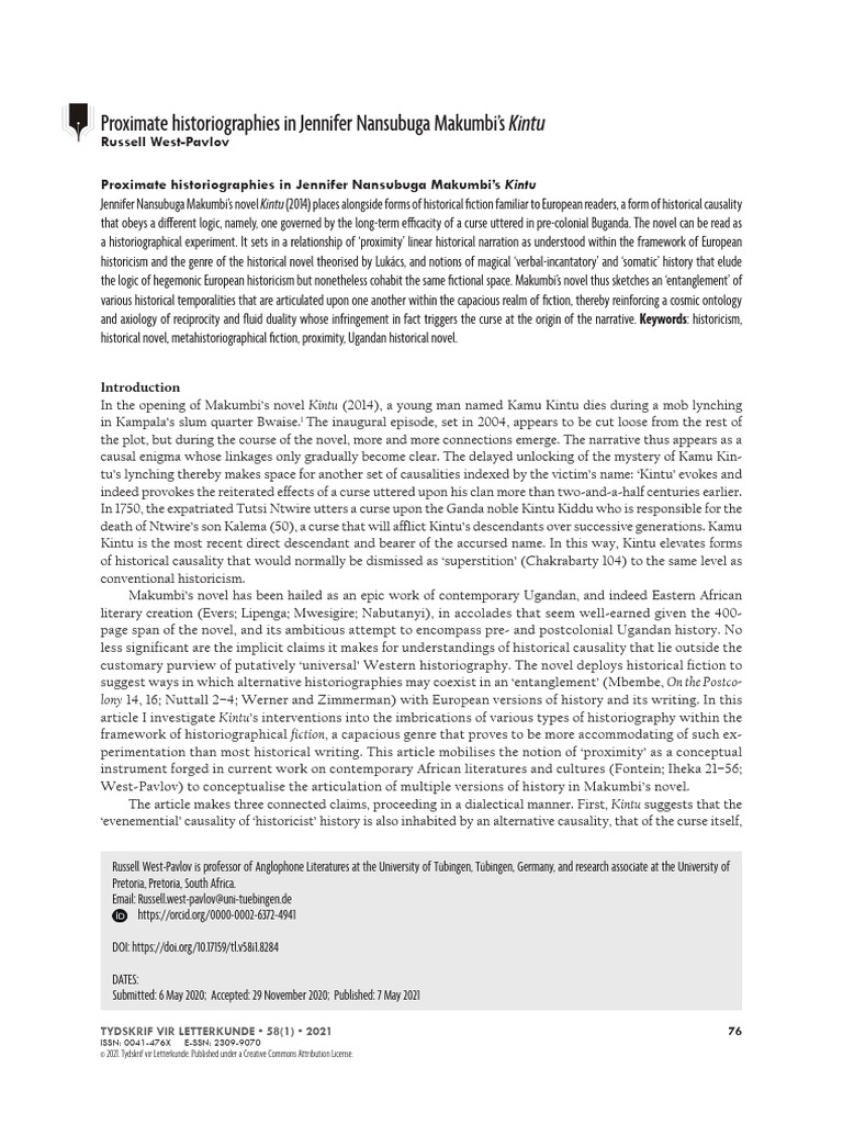 Proximate Historiographies in Jennifer Nansubuga M | PDF | Epistemology ...