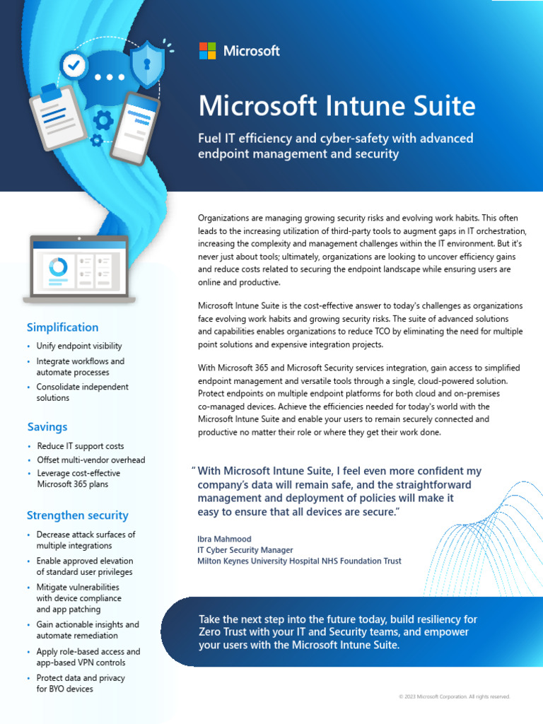 Microsoft Intune Suite Datasheet | PDF | Computer Security | Security