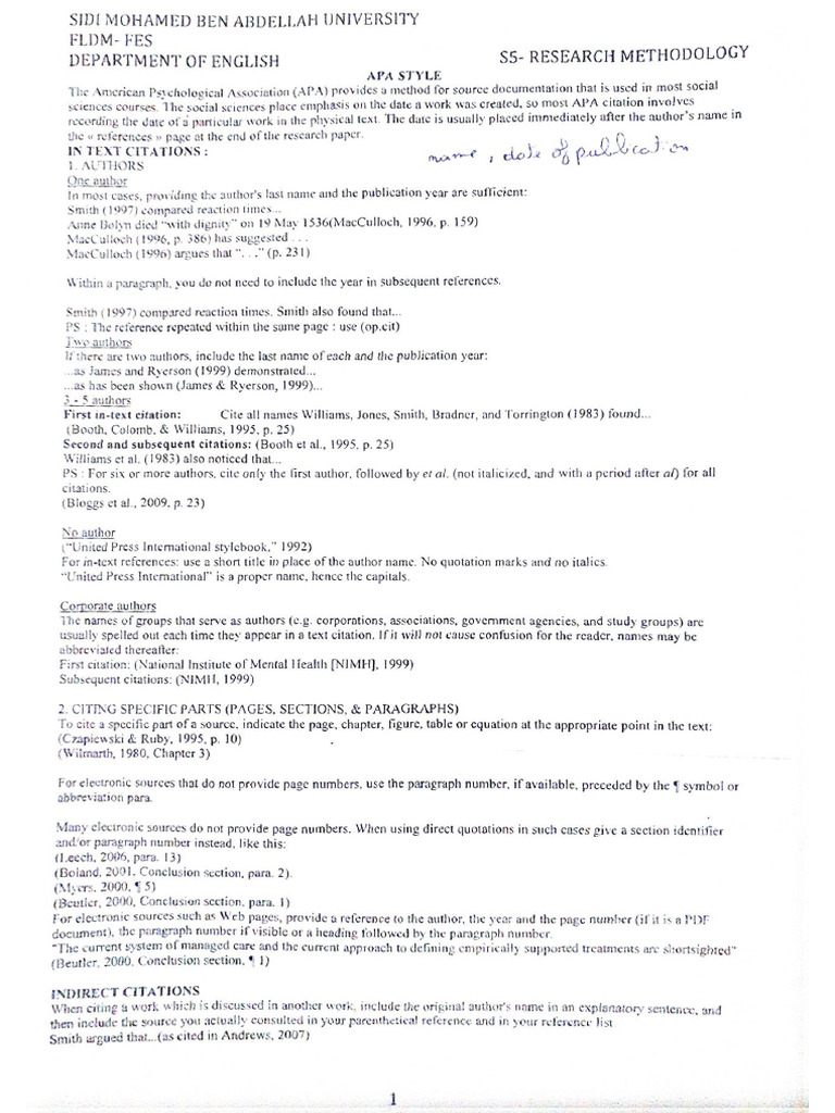 APA Style. Research Methodology Module | PDF