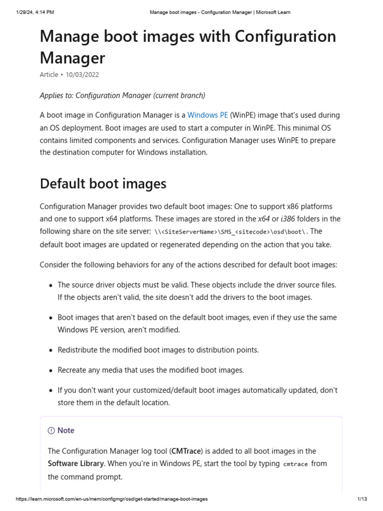 Manage Boot Images in Configuration Manager | PDF | Microsoft Windows | Booting