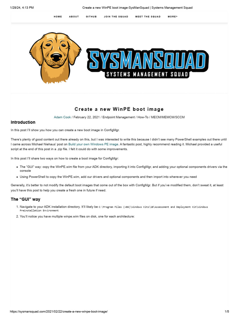 Create A New WinPE Boot image-SysManSquad - Systems Management Squad ...