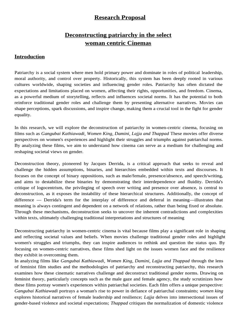research proposal sush | PDF | Feminism | Gender Studies