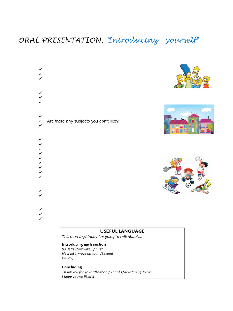 Introducing Yourself Oral Presentation | PDF | Language Arts ...