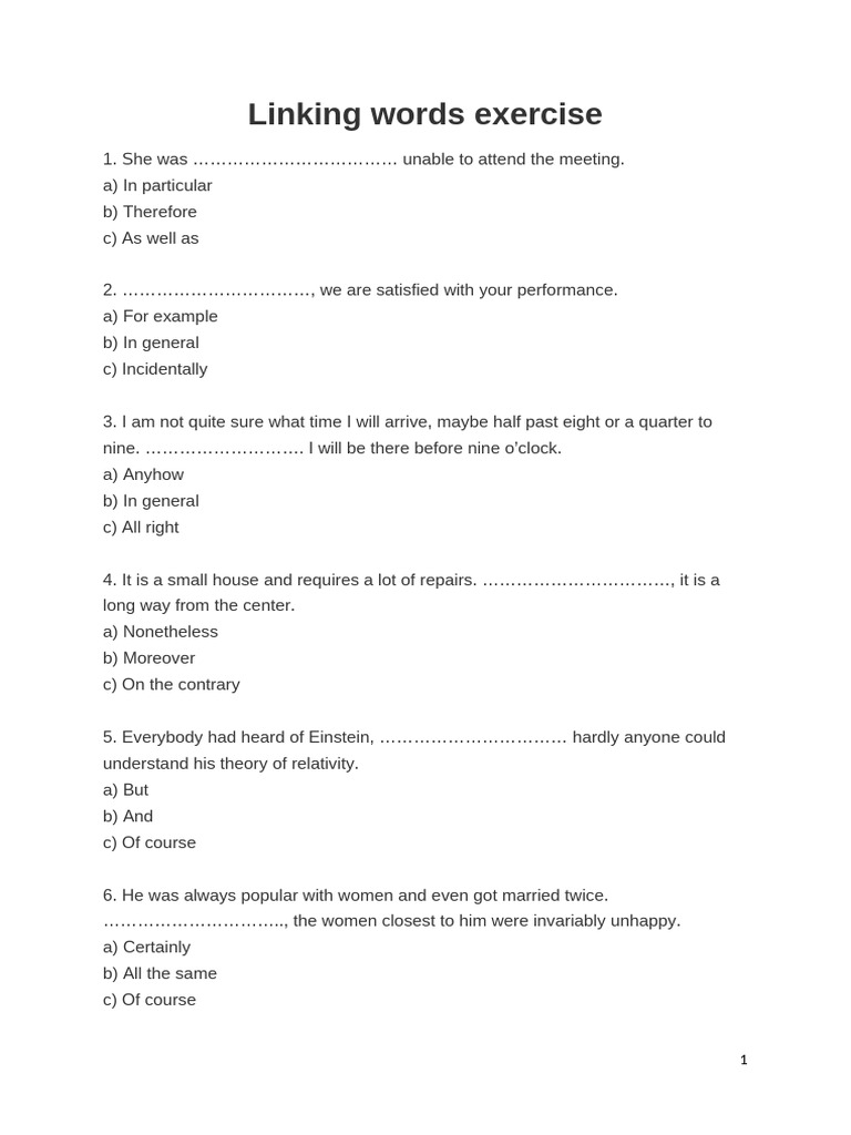 Linking words | PDF | Linguistics | Syntax