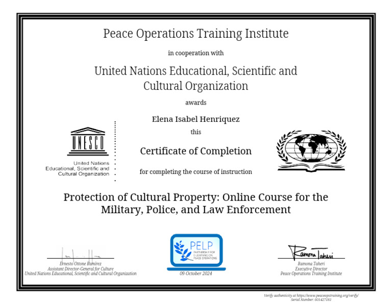 Unesco Protection of Cultural Property Certificate | PDF