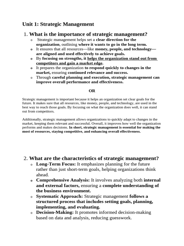 Strategic Management Essentials | PDF | Strategic Management | Swot Analysis