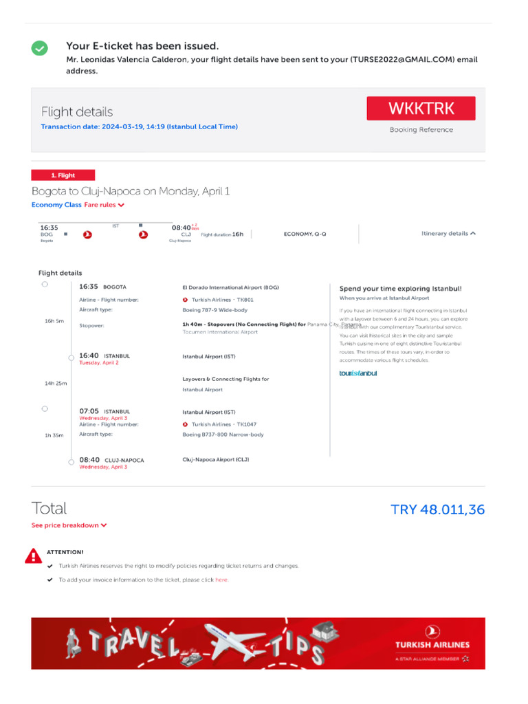 Colombia 2pax Musician Flight Tickets | PDF