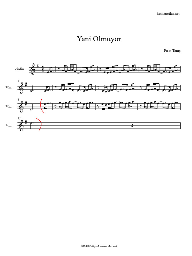 Yani Olmuyor Keman Notalari | PDF