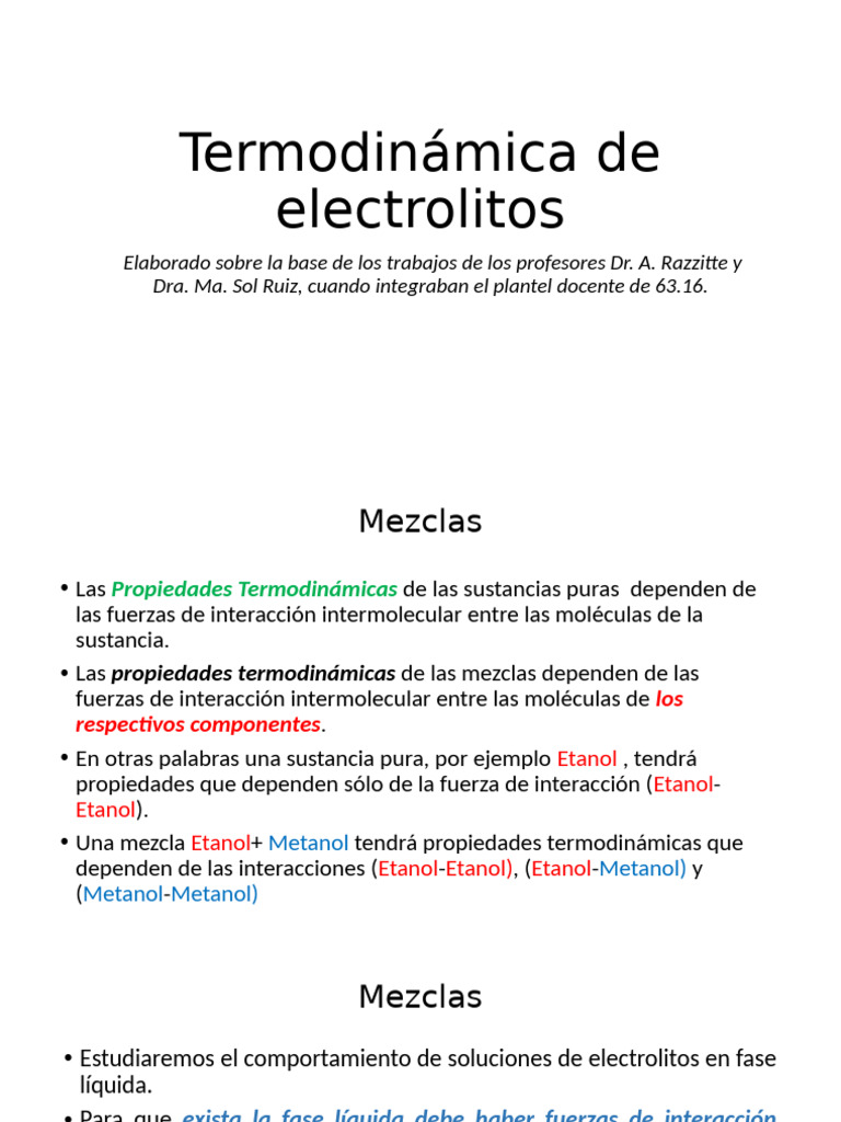 TD Electrolitos | PDF | Solubilidad | Ramas de la termodinámica