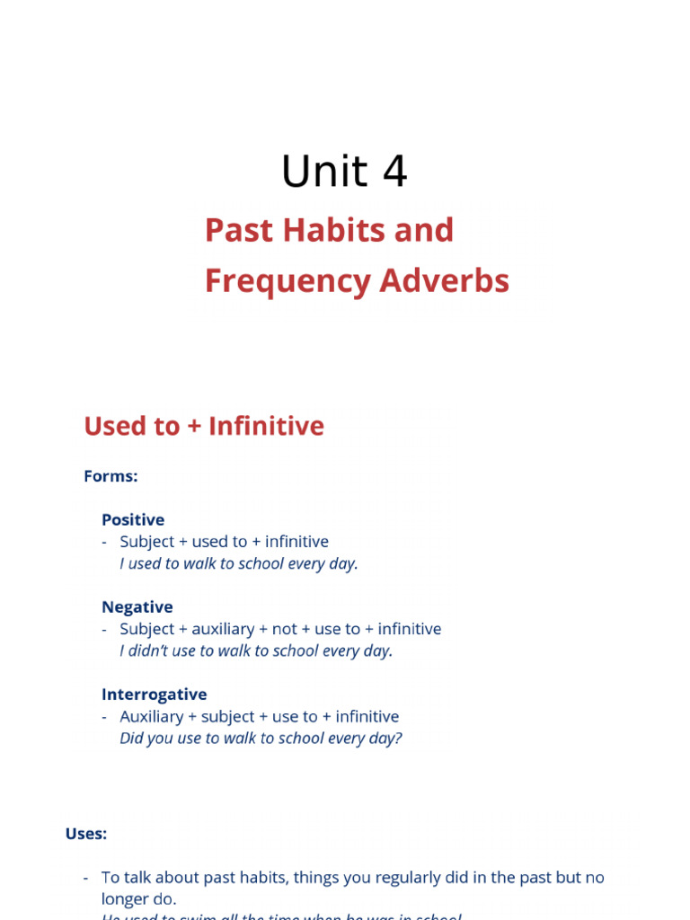 Extra Unit 4 Past Habits | PDF