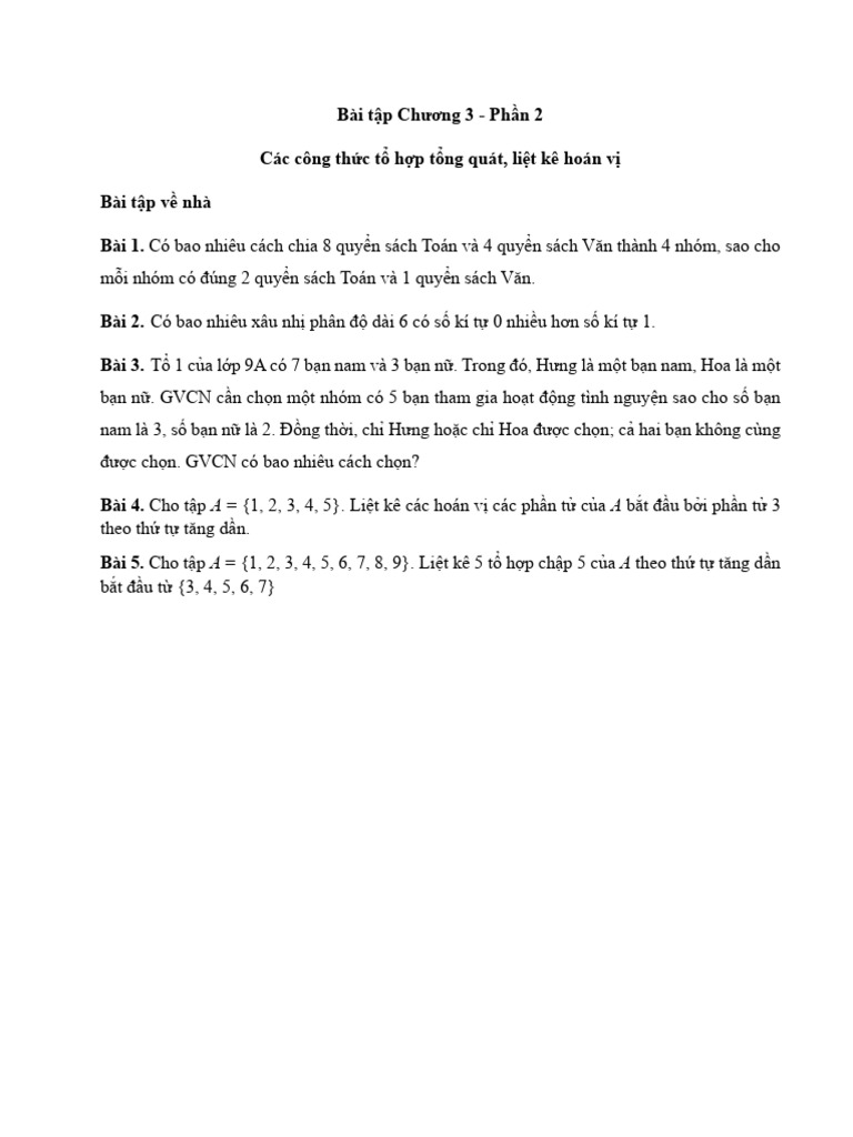 Tuan 7 - Chuong 3 - Ly Thuyet To Hop - BTVN | PDF