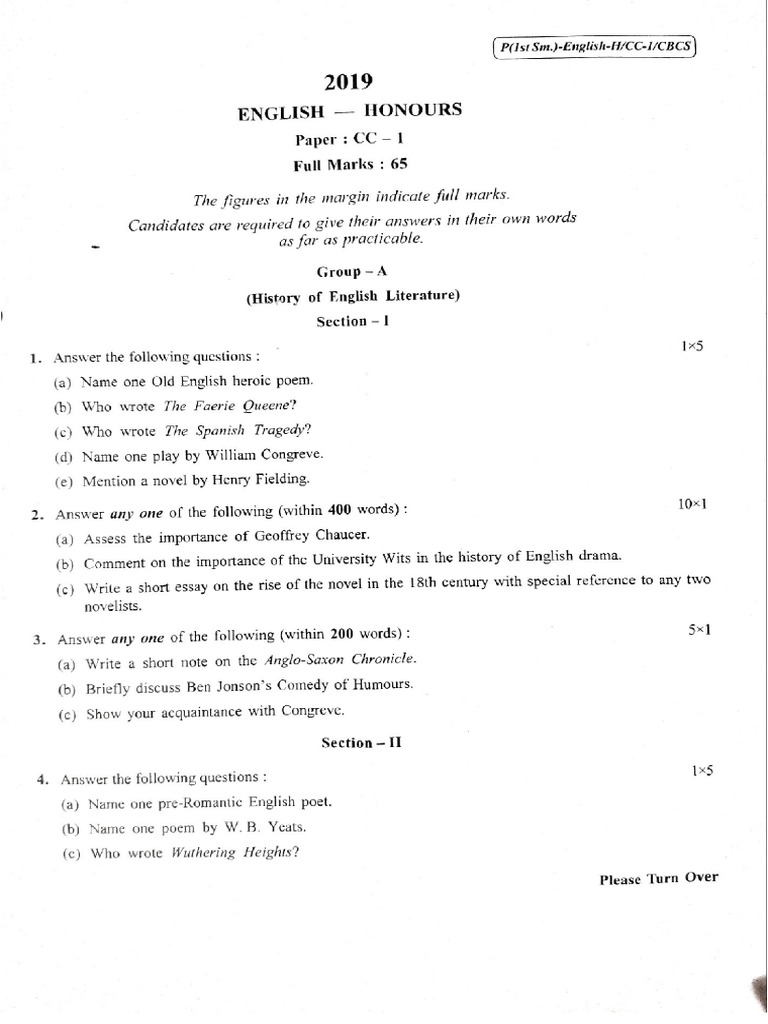 Question Paper CC1 (2019) | PDF