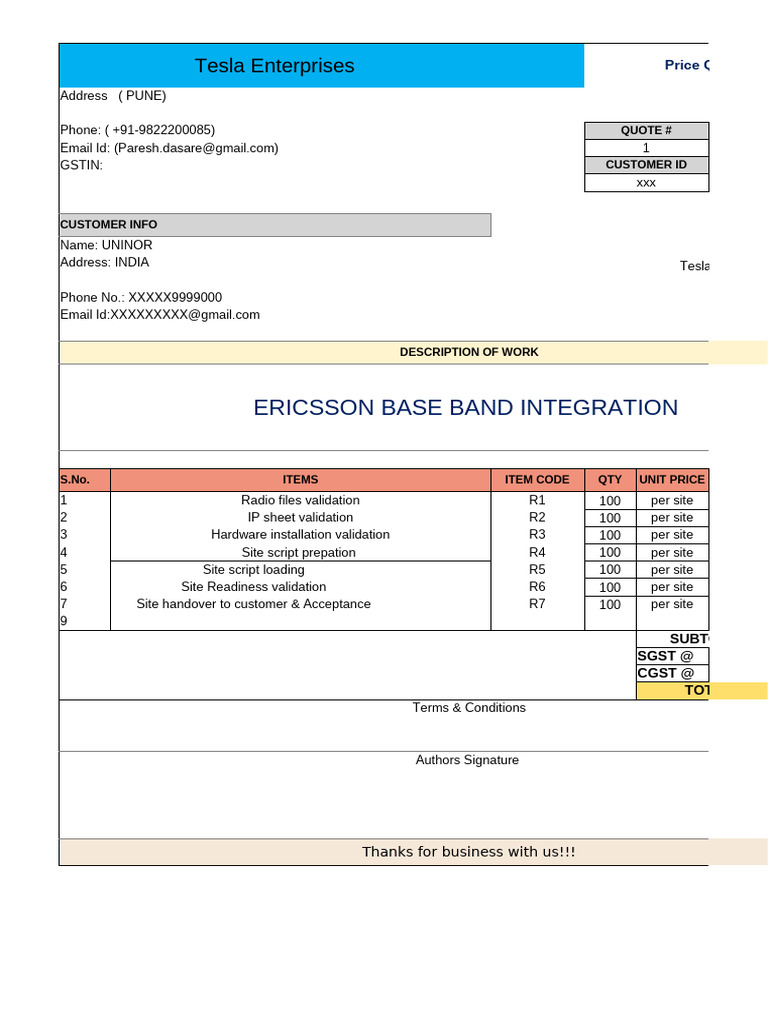 Quotation Format in Excel 02 | PDF