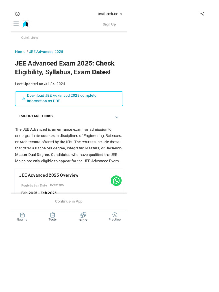 JEE Advanced Exam 2025 - Check Eligibility, Syllabus, Exam Dates! | PDF