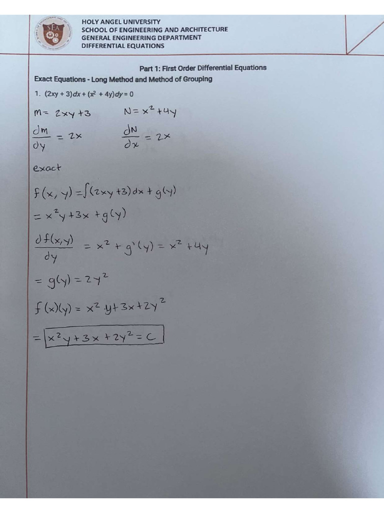 Exact Equations (Differential Equations) Practice Problems | PDF