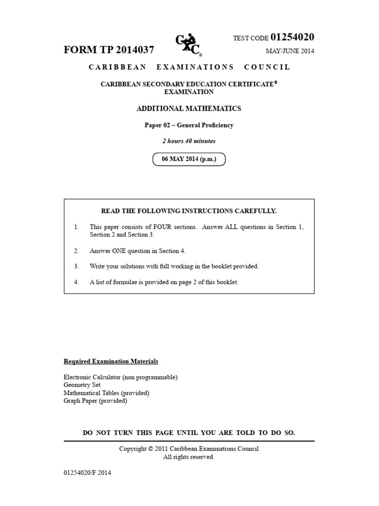 ADD MATH may_2014_p2 | PDF | Mathematics