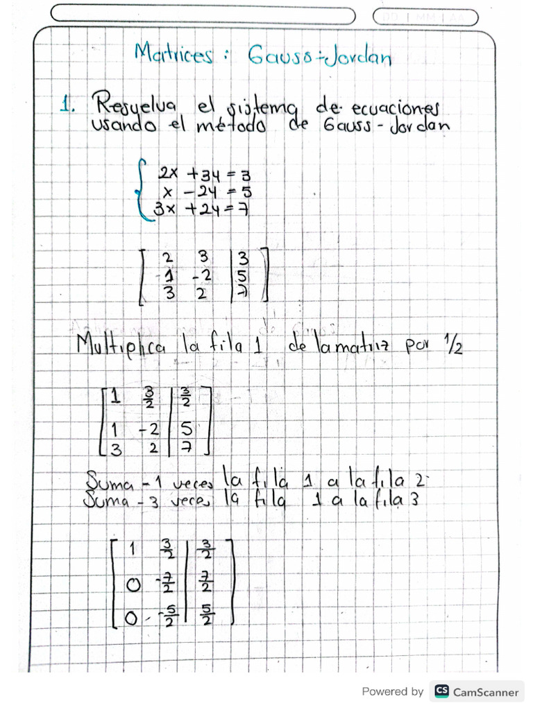 Ejercicios Gauss Jordan 1 PDF