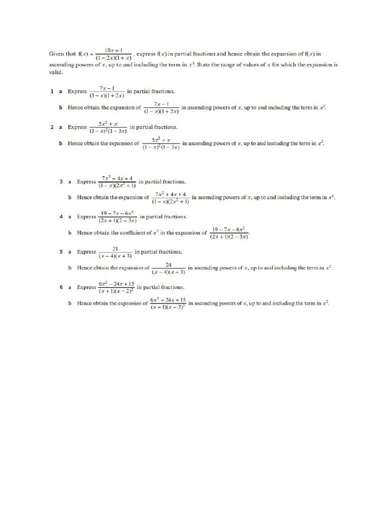 Partial Fractions and Binomial Expansions | PDF