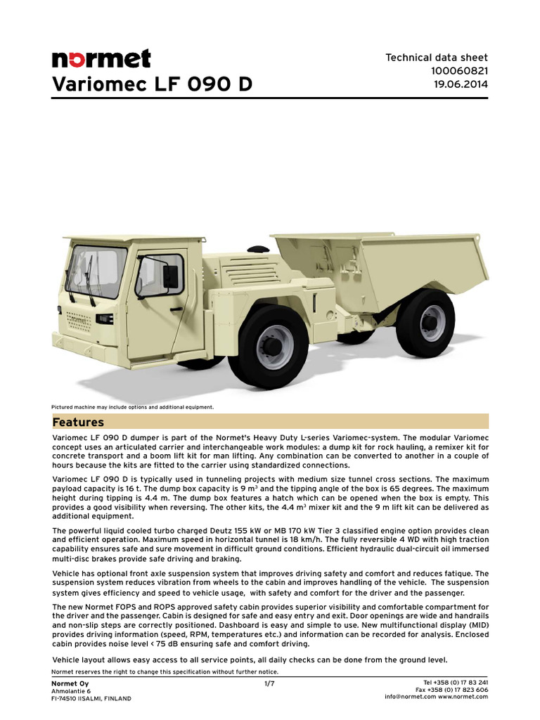 Variomec LF 090 D 100060821 | PDF | Truck | Elevator