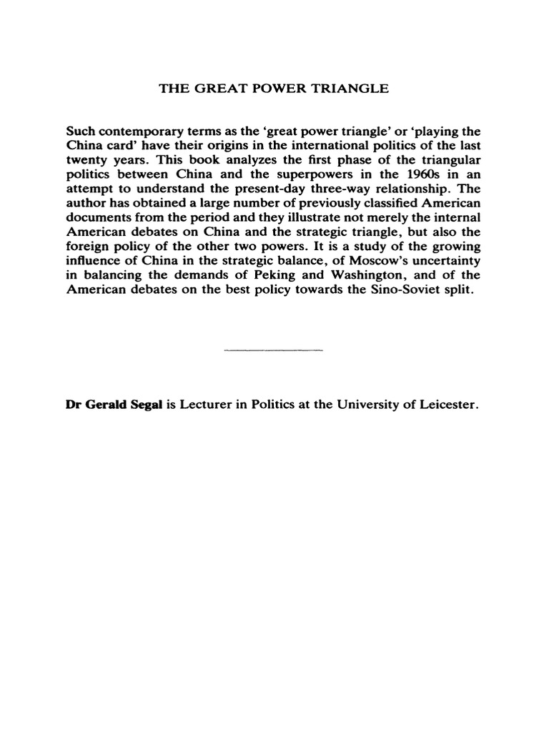 The Great Power Triangle | PDF | Treaty On The Non Proliferation Of ...