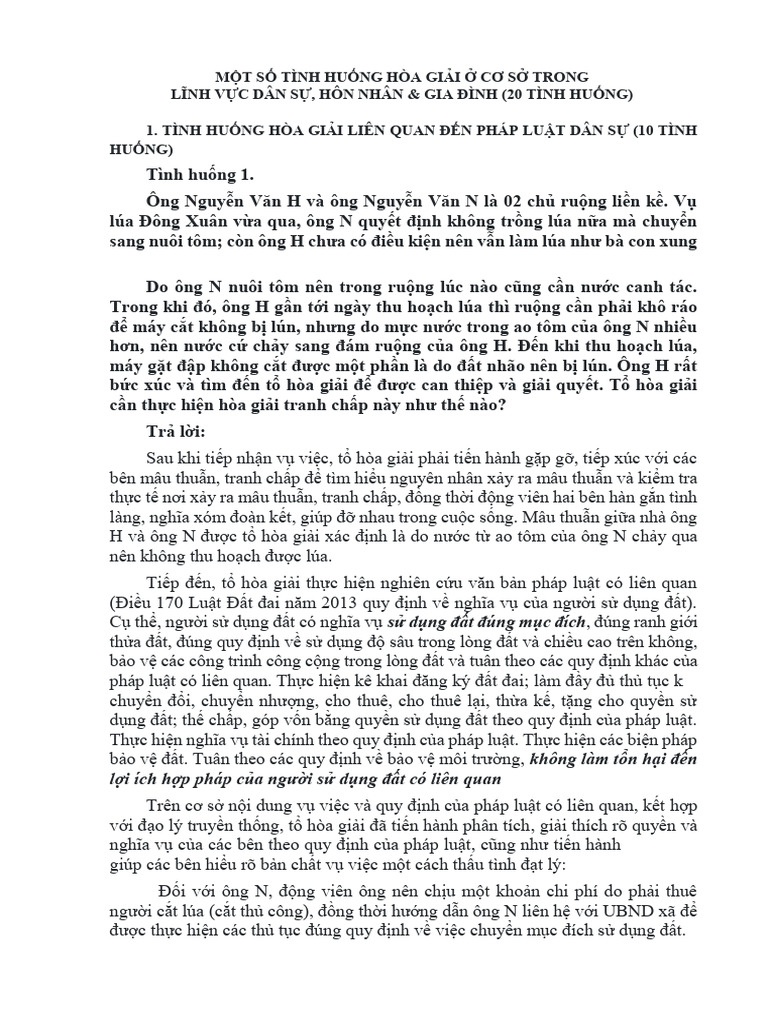 Mot So Tinh Huong Hoa Giai o Co So Trong Dan Su HN Va GD | PDF