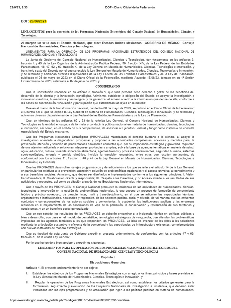 LINEAMIENTOS Operacion Programas Nacionales Est | PDF | México ...