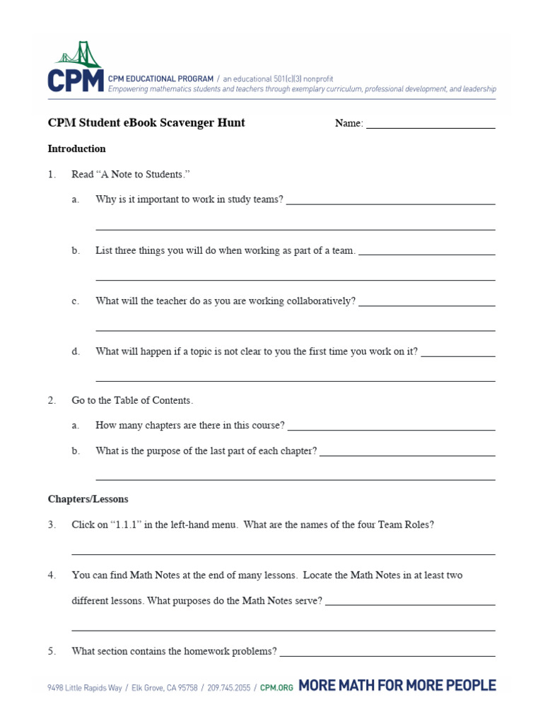 CPM eBook Scavenger Hunt Guide | PDF | Career & Growth