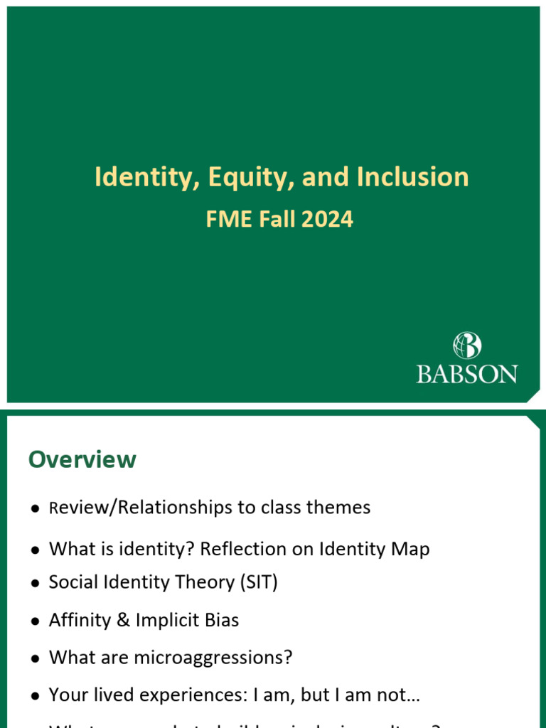 12 Identity and Inclusion FME FA 2024 | PDF | Identity (Social Science ...