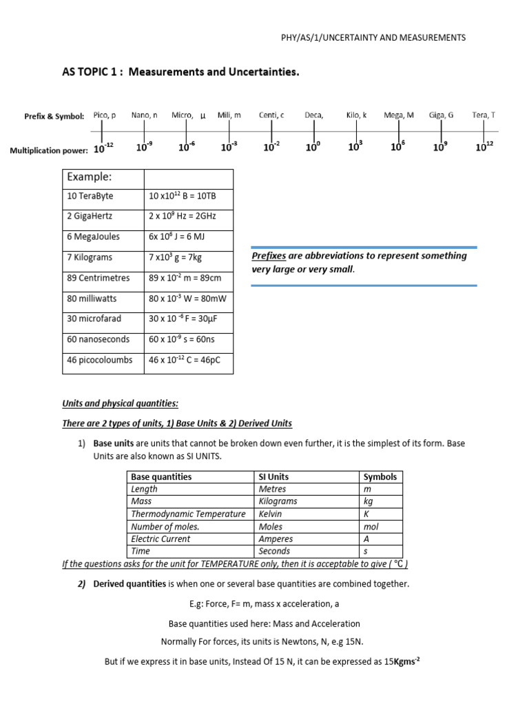 CH 1 Measurements and Uncertainty | PDF | Observational Error | Significant Figures