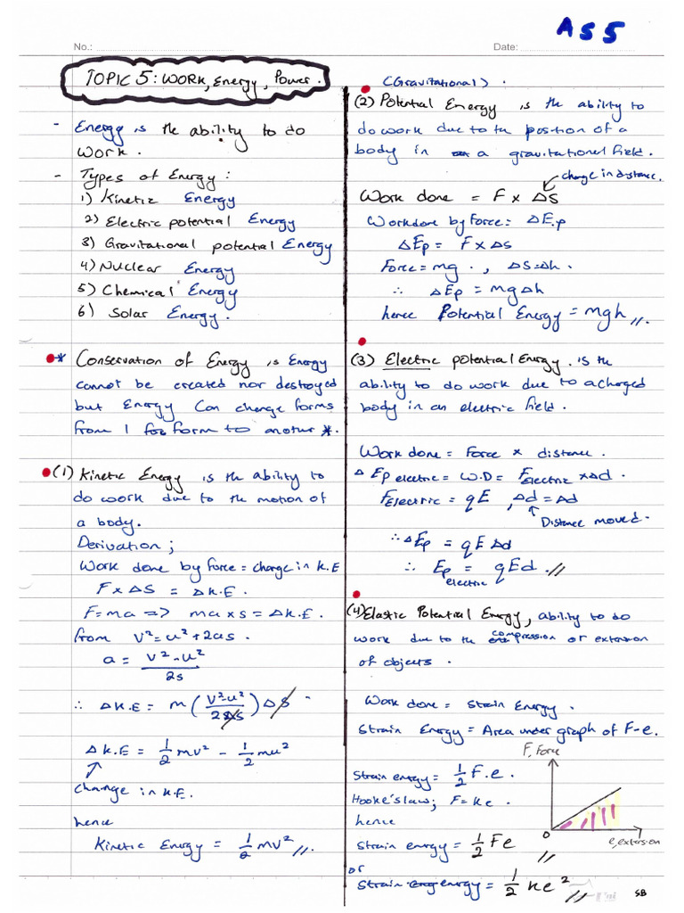 CH 5 Work, Energy and Power | PDF