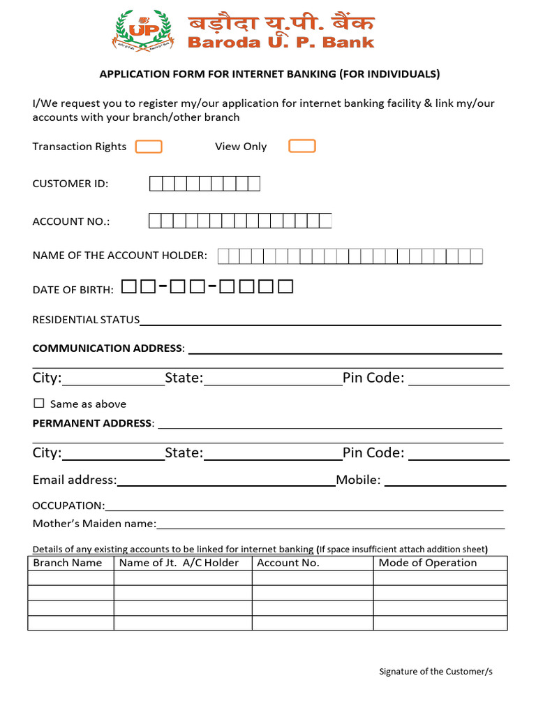 BUPGB Retail Application Form | PDF | Online Banking | Banks & Banking
