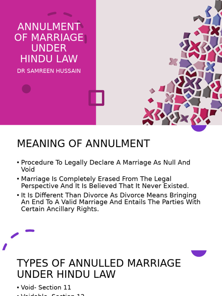 Annulment of Marriage Under Hindu Law | PDF | Annulment | Feminism And ...