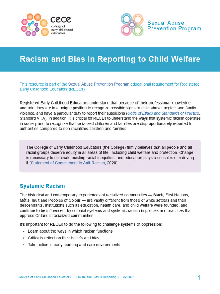 Bias in Child Welfare Reporting | PDF | Bias | Child Protection