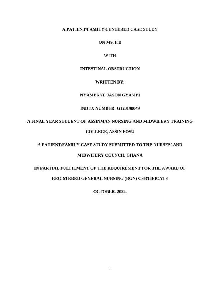 Case Study: Nursing Care for Intestinal Obstruction | PDF | Surgery ...