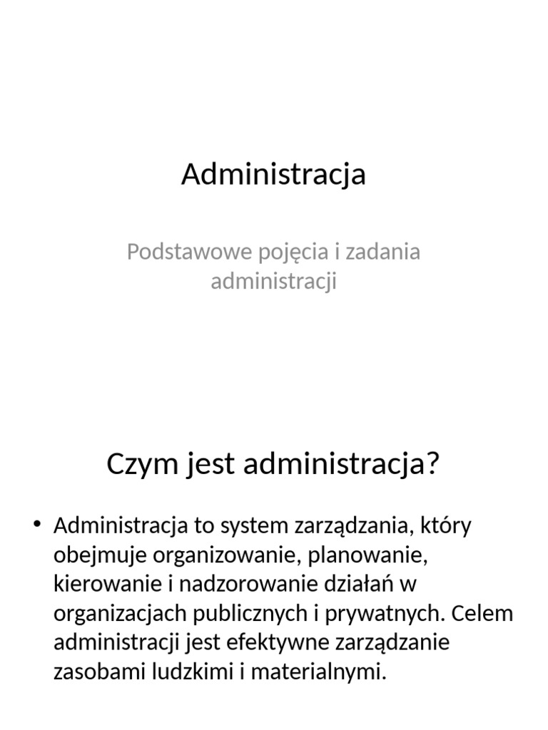 Administracja Prezentacja | PDF
