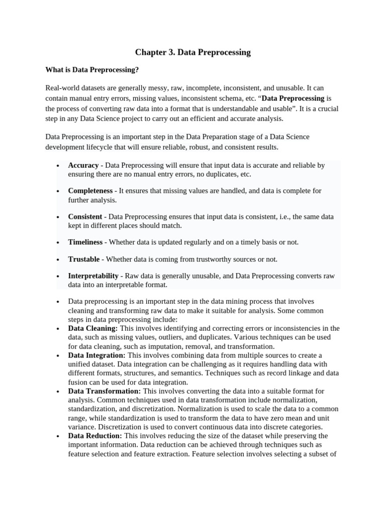 Chap.3 Data Preprocessing | PDF | Level Of Measurement | Data