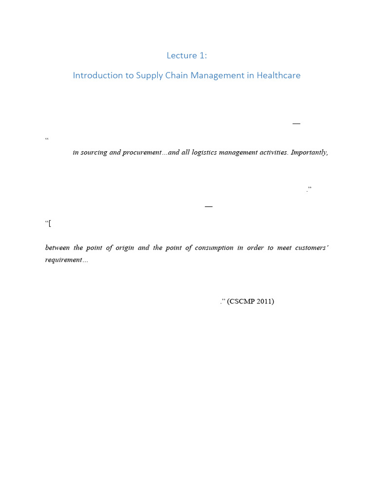 HSM Logistics in Healthcare Supply Chain | PDF | Logistics | Supply ...